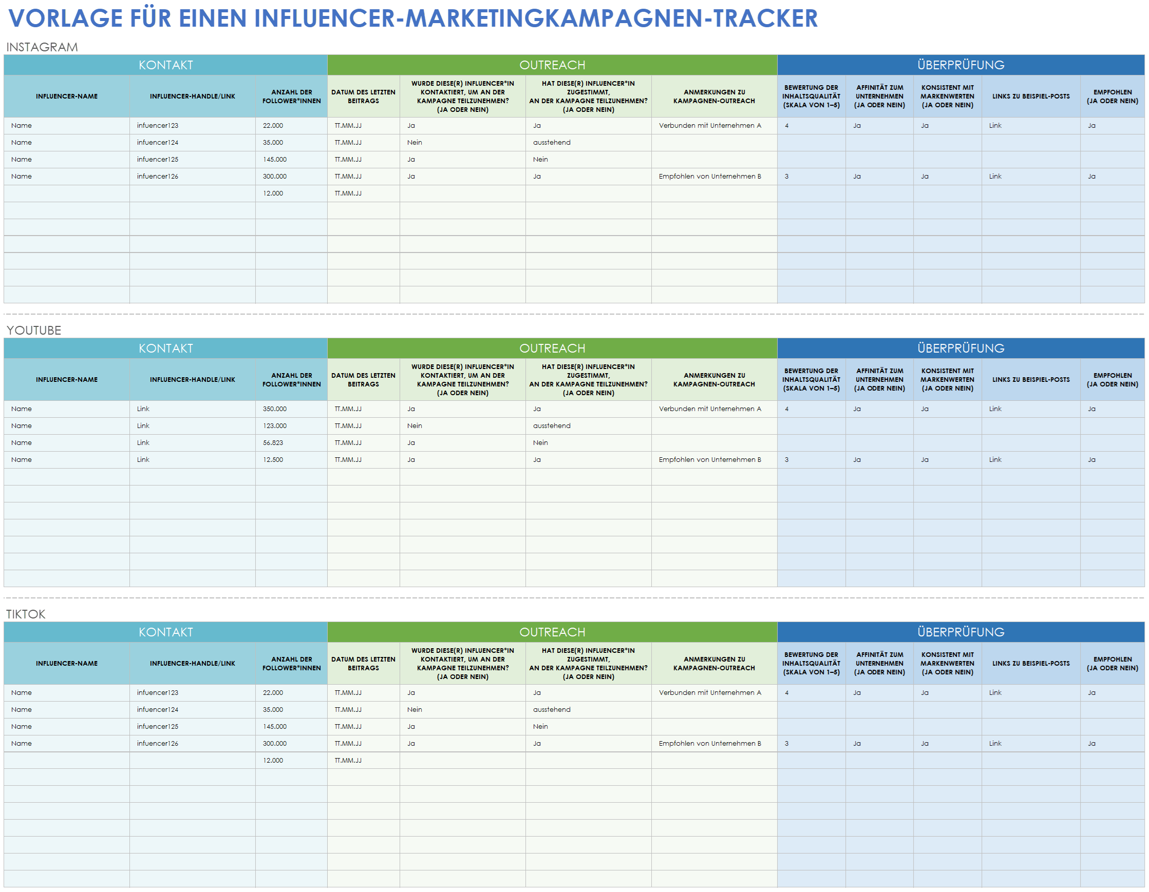 Kostenlose Vorlagen und Tabellen für die Verfolgung von ...