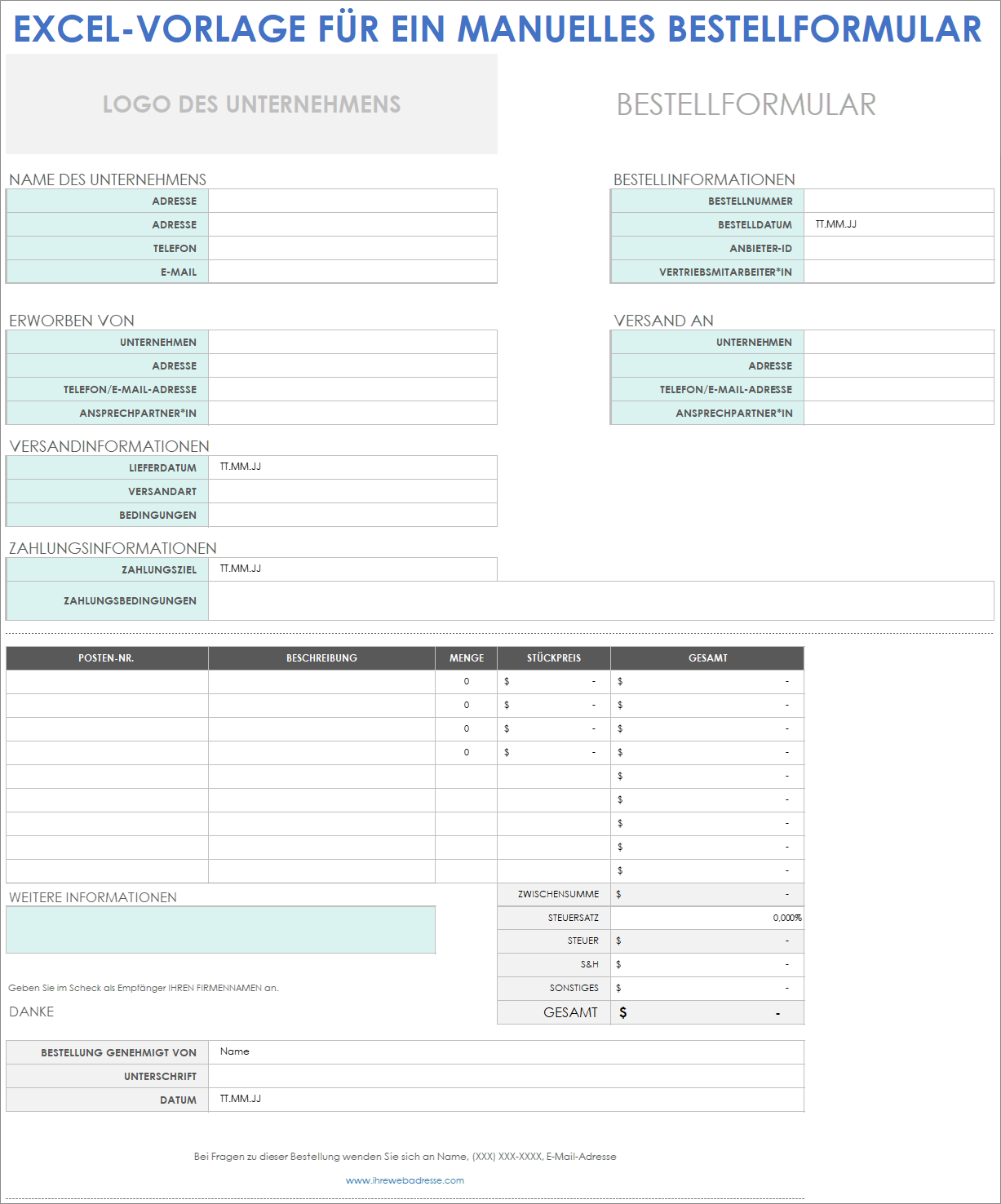 6 kostenlose Bestellvorlagen für Excel