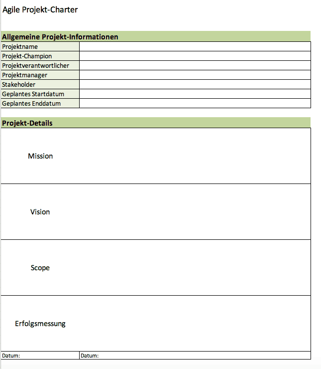 Agile Charter Template