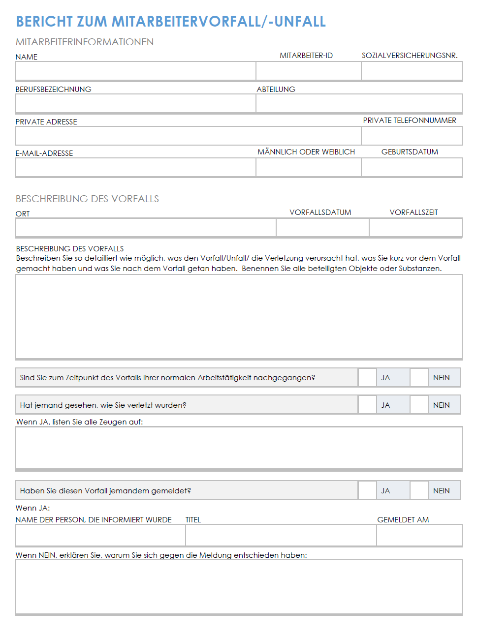 Kostenlose Vorlagen für Berichte über Unfälle am Arbeitsplatz | Smartsheet