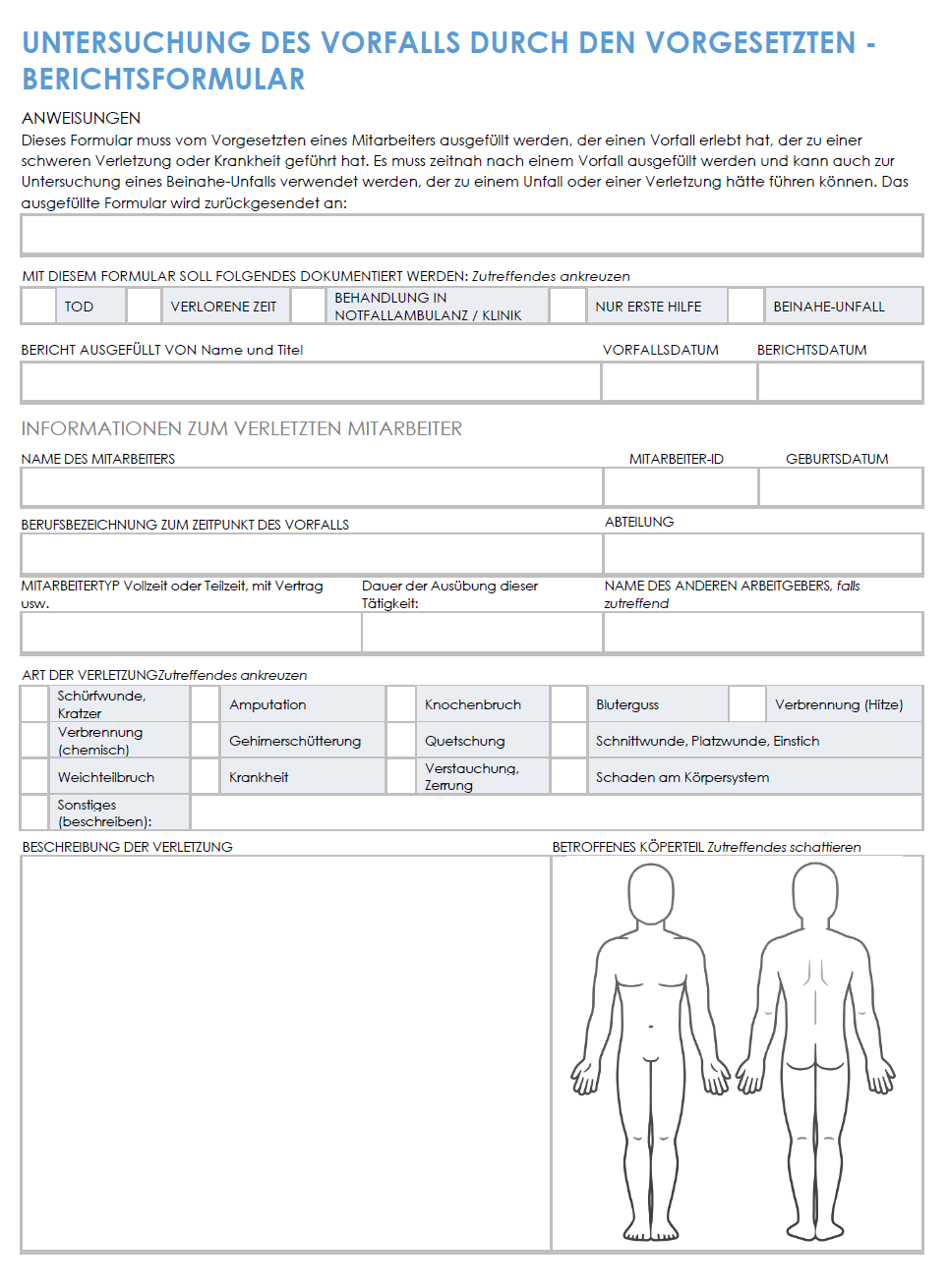 Kostenlose Vorlagen für Berichte über Unfälle am Arbeitsplatz | Smartsheet