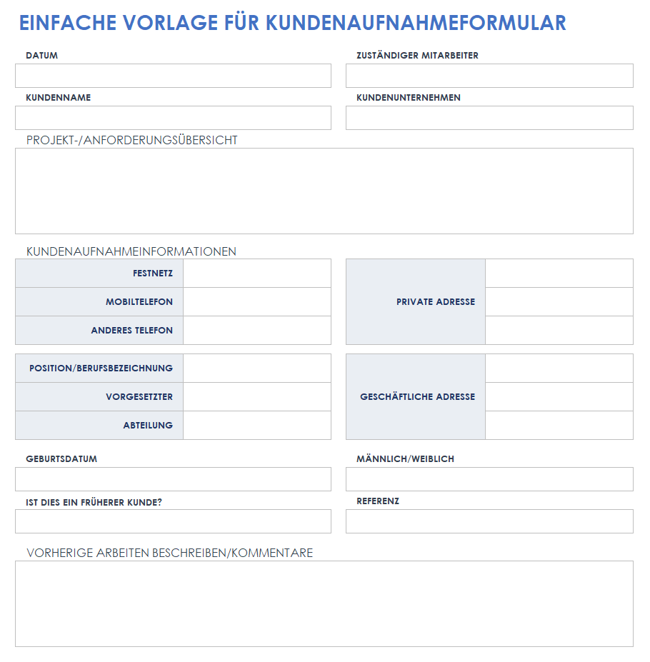 Kostenlose Vorlagen und Formulare für die Kundenaufnahme | Smartsheet