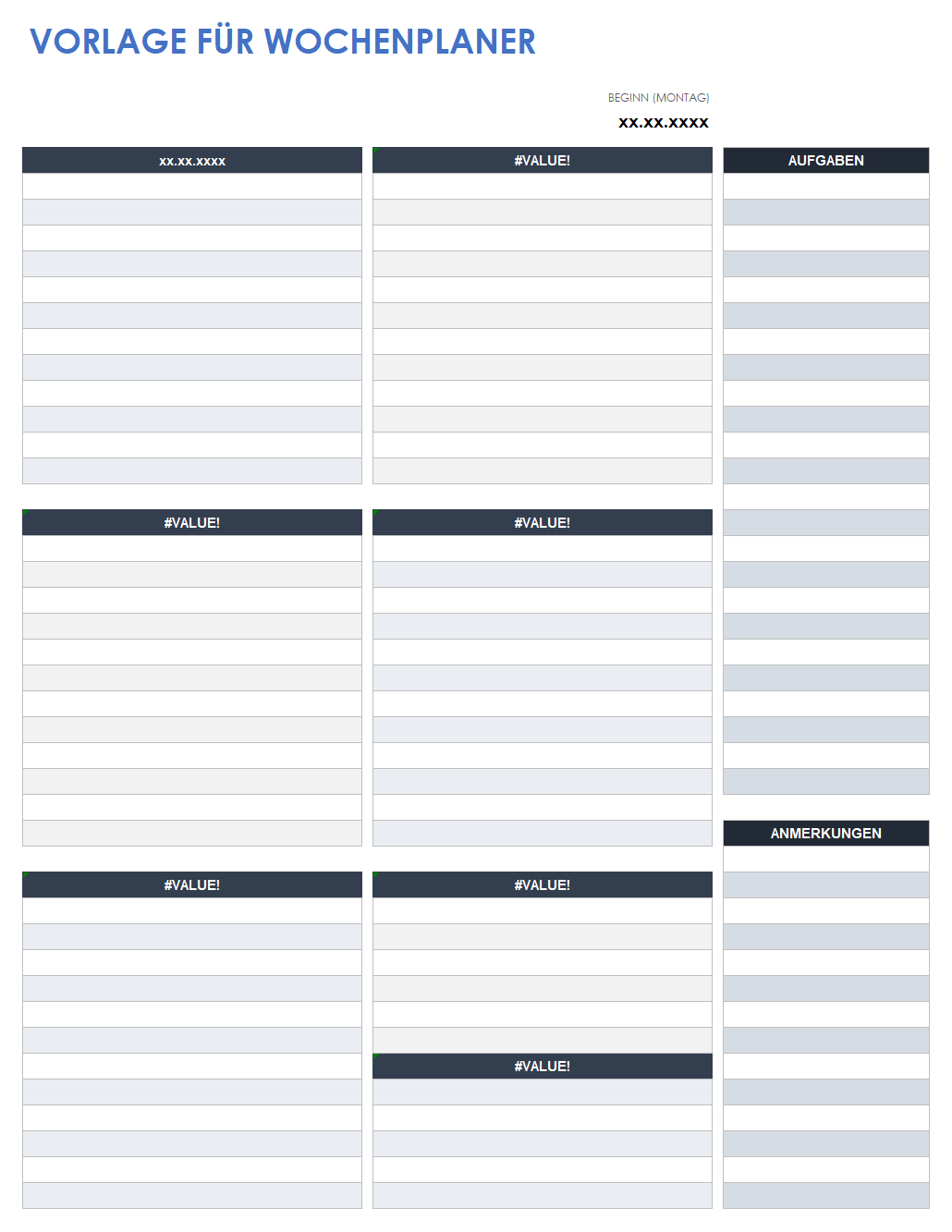 15 kostenlose Vorlagen für Wochenkalender | Smartsheet