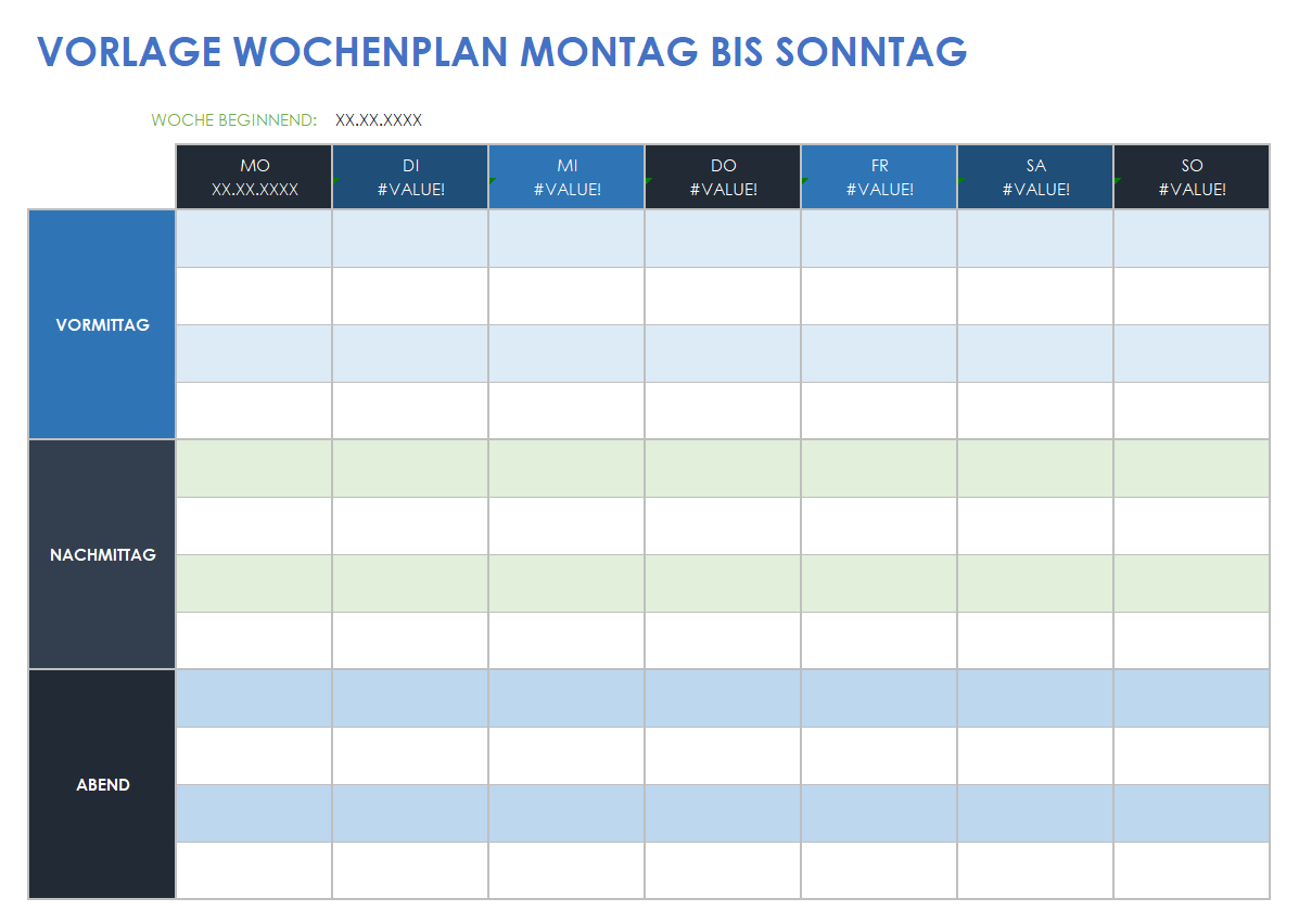15 kostenlose Vorlagen für Wochenkalender | Smartsheet