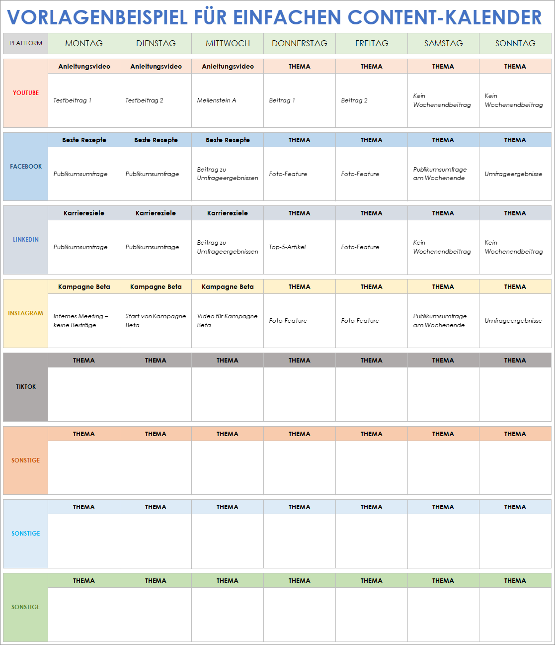 Kostenlose Vorlagen und Beispiele für Content-Kalender | Smartsheet