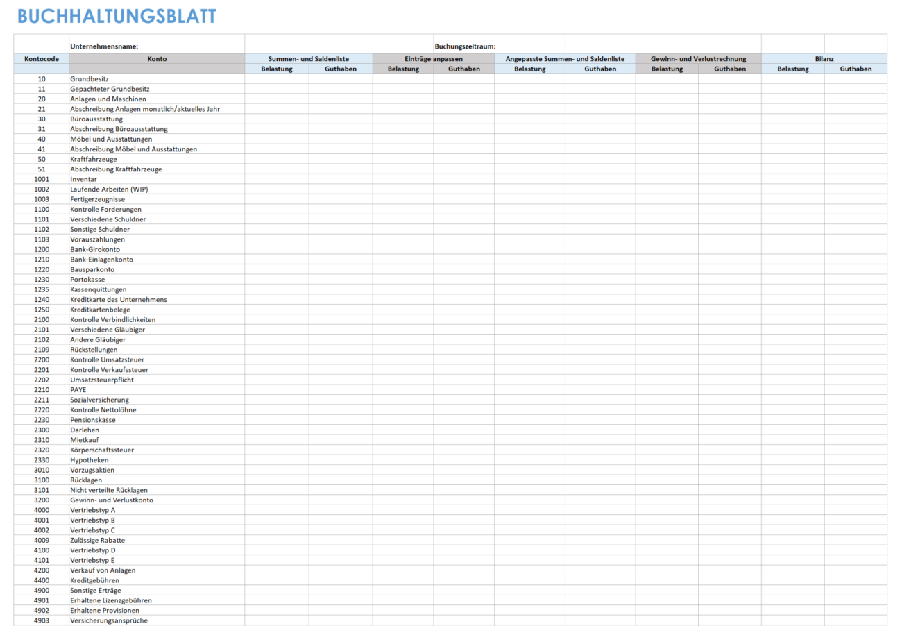 Kostenlose Excel-Vorlagen für die Buchhaltung