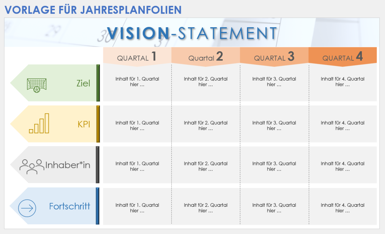 Kostenlose Vorlagen für Jahrespläne und die Jahresplanung