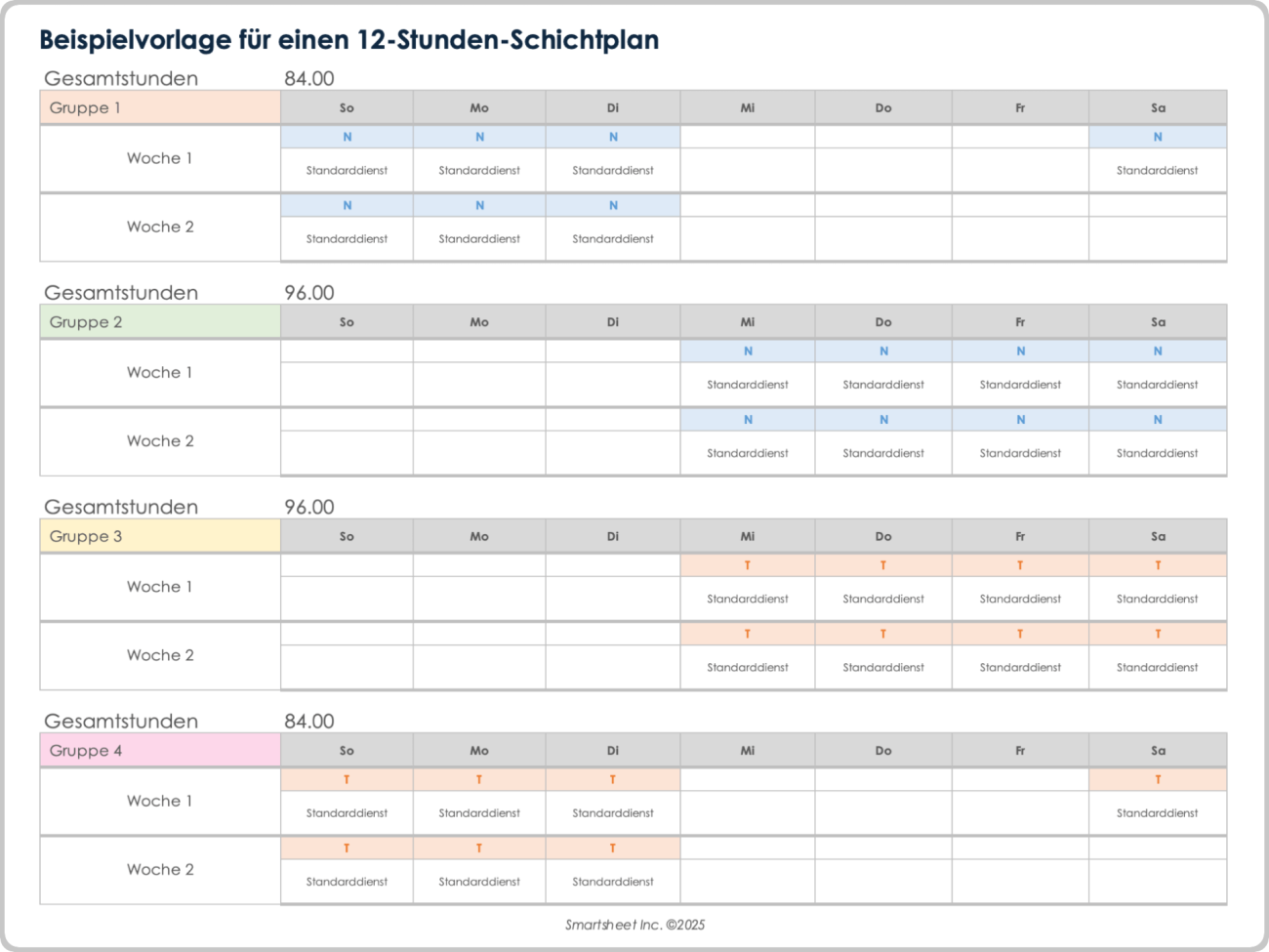 Kostenlose Schichtvorlagen: alle Rotationen, alle Formate