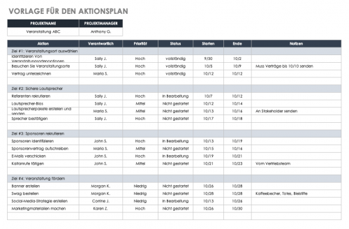 Kostenlose Excel Vorlage für Projektplanung | Smartsheet