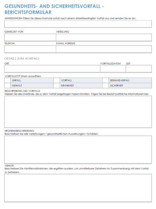 Kostenlose Vorlagen für Berichte über Unfälle am Arbeitsplatz | Smartsheet
