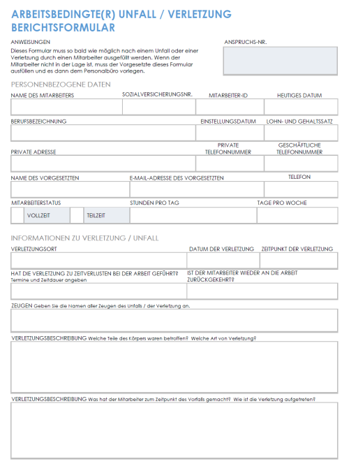 Kostenlose Vorlagen für Berichte über Unfälle am Arbeitsplatz | Smartsheet