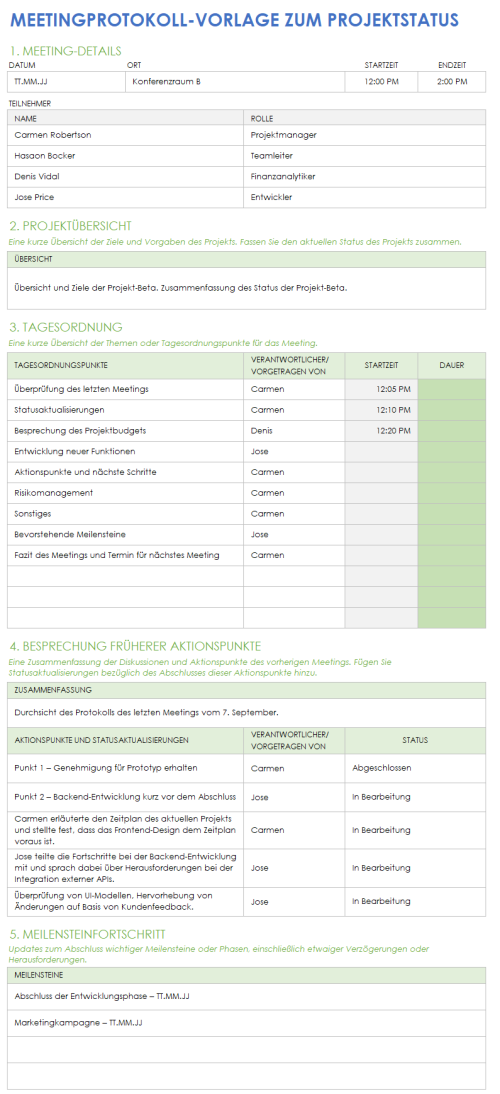 Kostenlose Meetingprotokoll-Vorlagen für das Projektmanagement