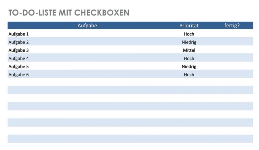 To Do Liste Erstellen Kostenlose Excel Vorlagen