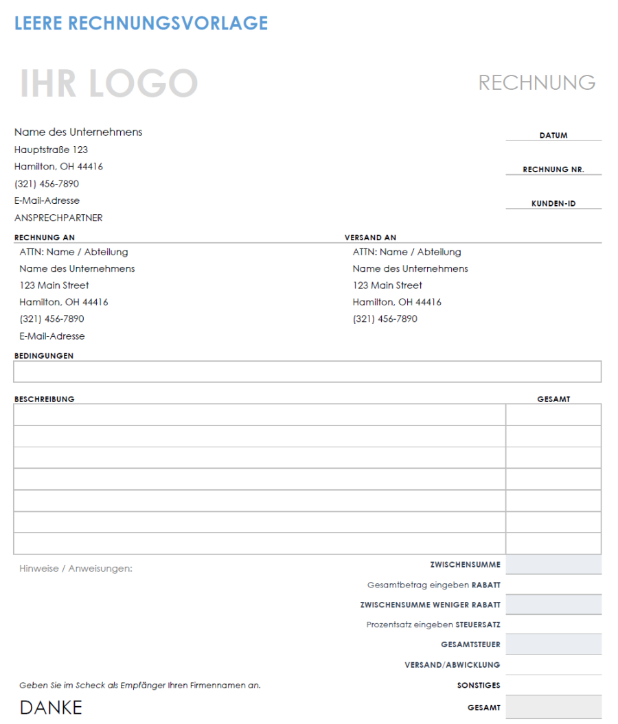 Kostenlose MS Word-Rechnungsvorlagen | Smartsheet