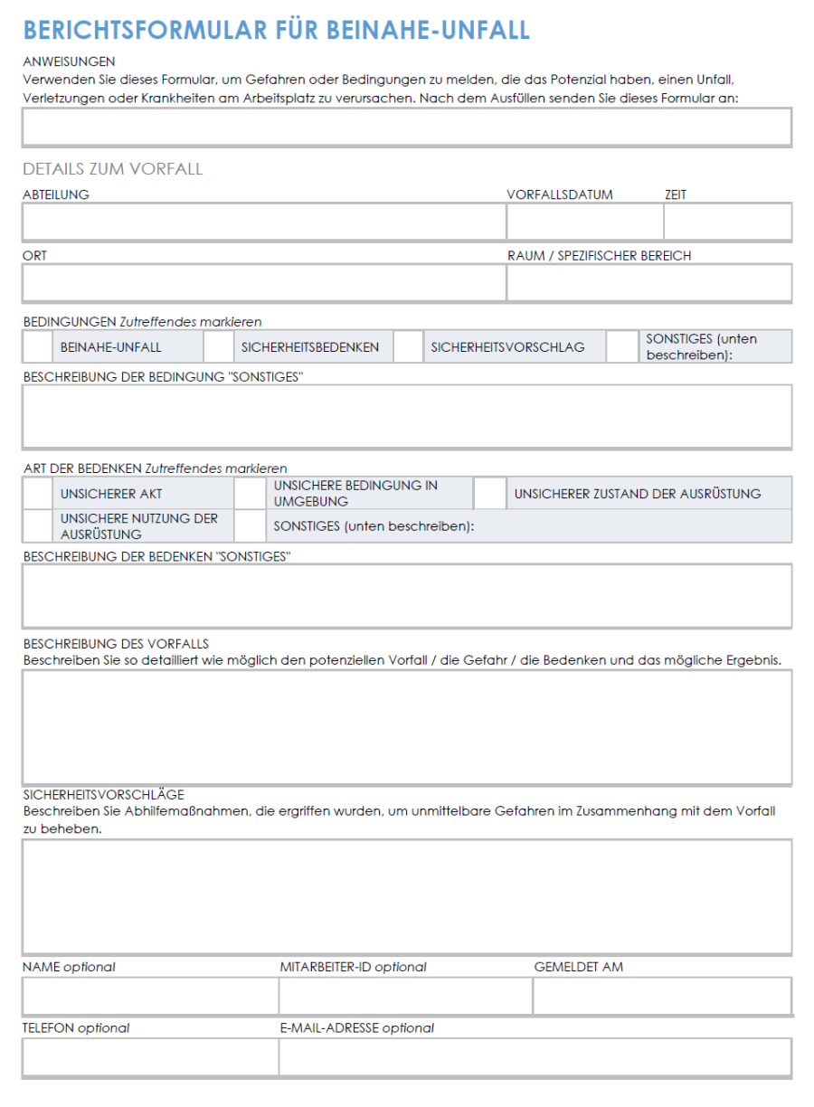 Kostenlose Vorlagen für Berichte über Unfälle am Arbeitsplatz | Smartsheet