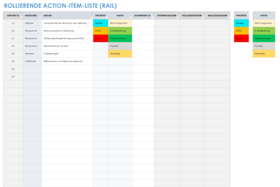 Kostenlose Vorlagen für Aktionspunkte | Smartsheet