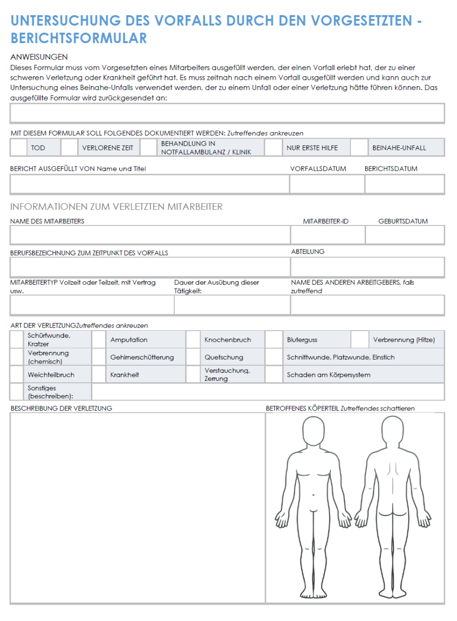 Kostenlose Vorlagen für Berichte über Unfälle am Arbeitsplatz | Smartsheet