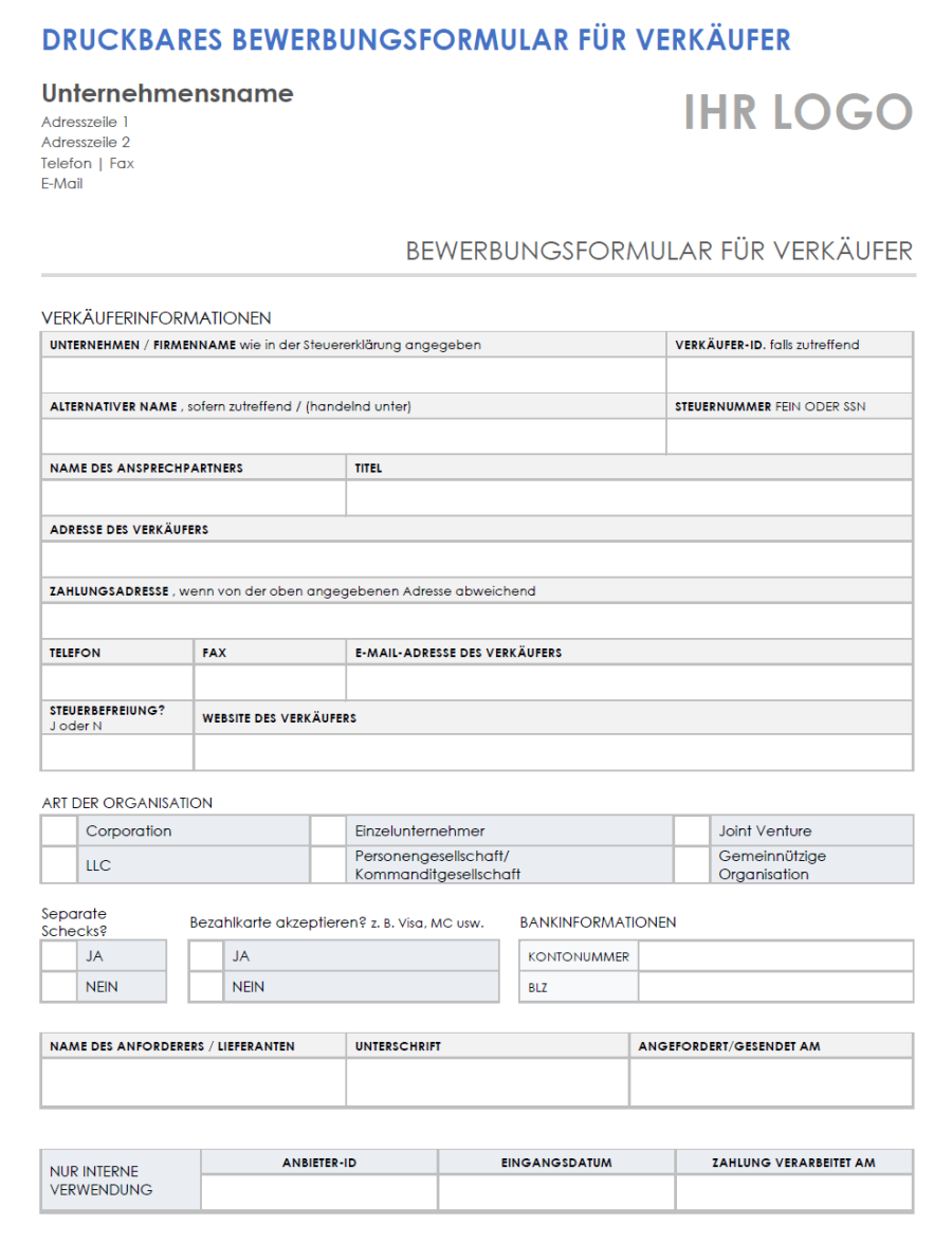 Kostenlose Formulare und Vorlagen für Bewerbungen von Anbietern | Smartsheet