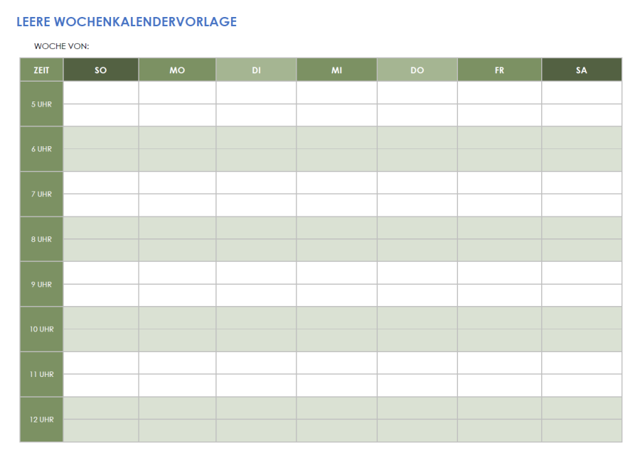 15 kostenlose Vorlagen für Wochenkalender | Smartsheet