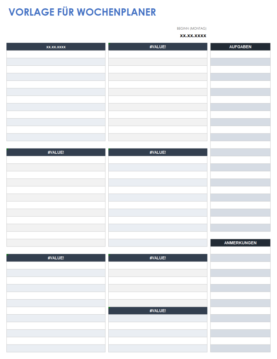 15 kostenlose Vorlagen für Wochenkalender | Smartsheet