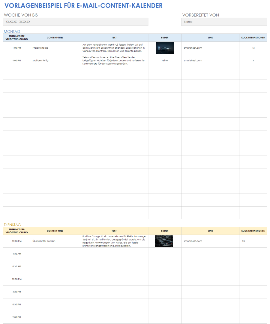 Kostenlose Vorlagen und Beispiele für Content-Kalender | Smartsheet
