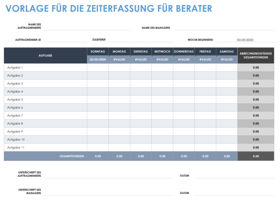 Kostenlose Excel-Stundenzettelvorlagen | Smartsheet