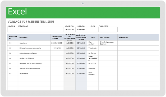 Kostenlose Projektmeilensteinvorlagen | Smartsheet