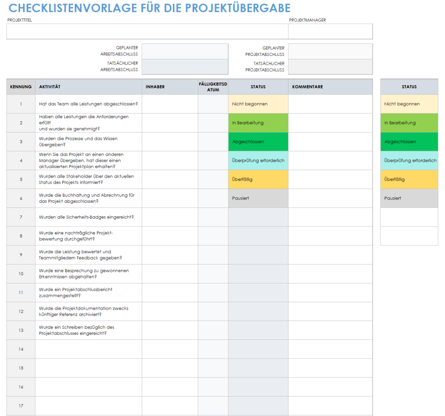 Kostenlose Vorlagen für die Projektübergabe | Smartsheet
